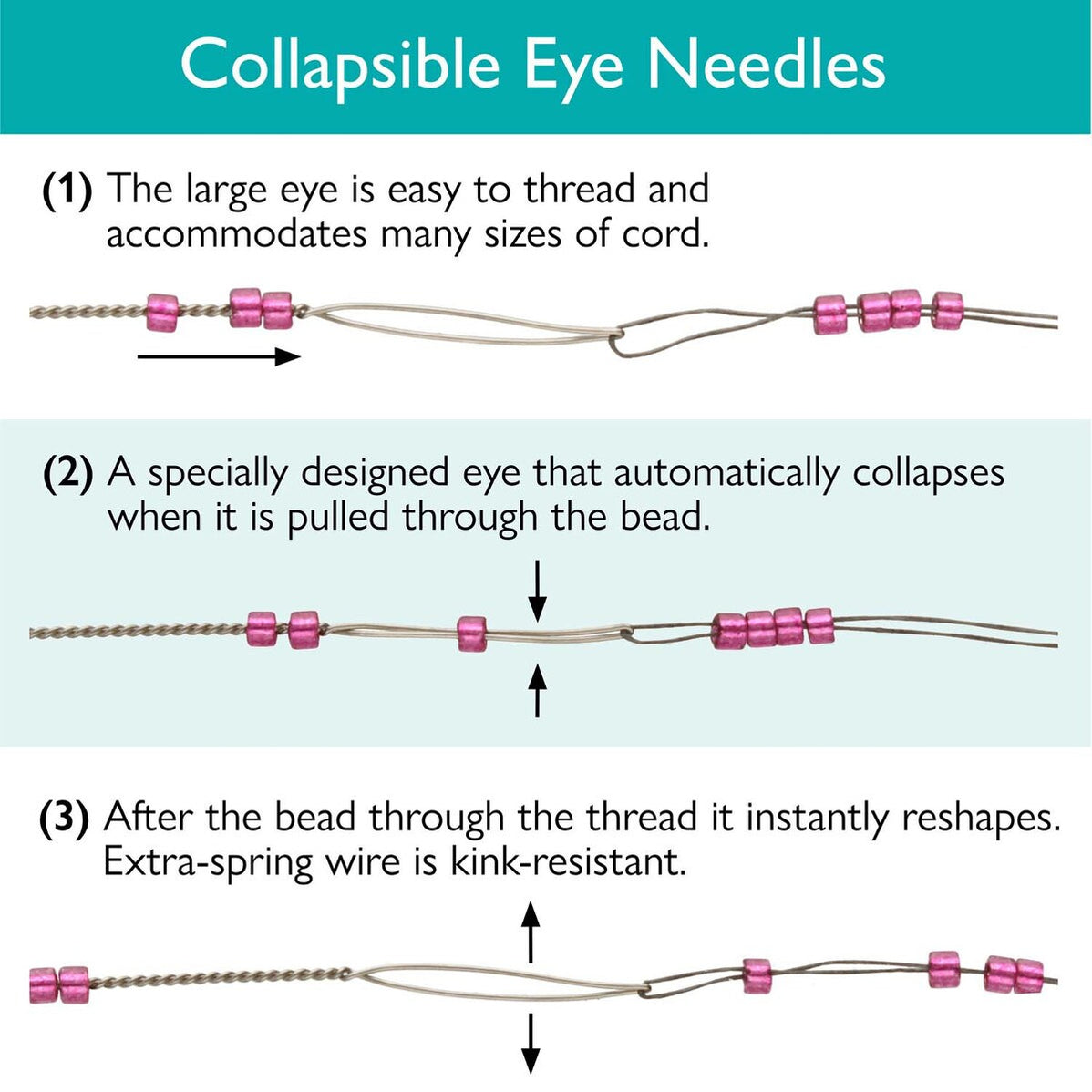 Collapsible Eye Needles · 5 inch · Assorted Pack (F, M, H) · 3pcs ...