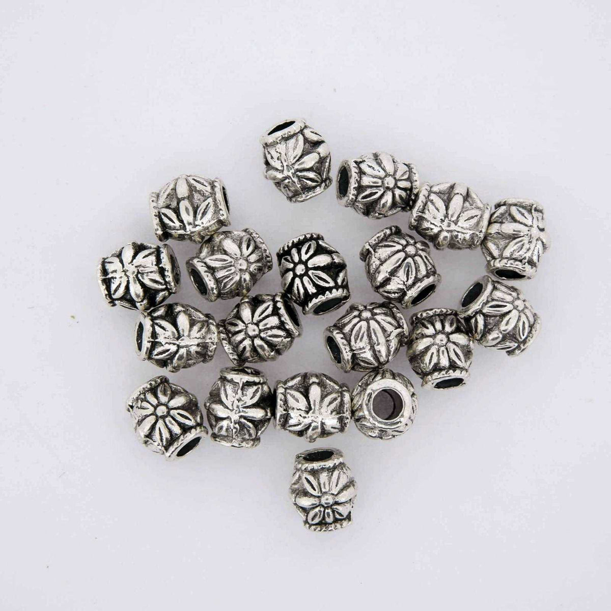 Flower Bead · Antique Silver Plated Finding · 6mm · 50pcs | Finding ...