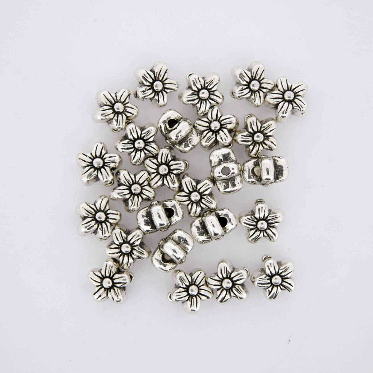 5 Petal Flower Bead · Antique Silver Plated Finding · 6mm · 60pcs ...