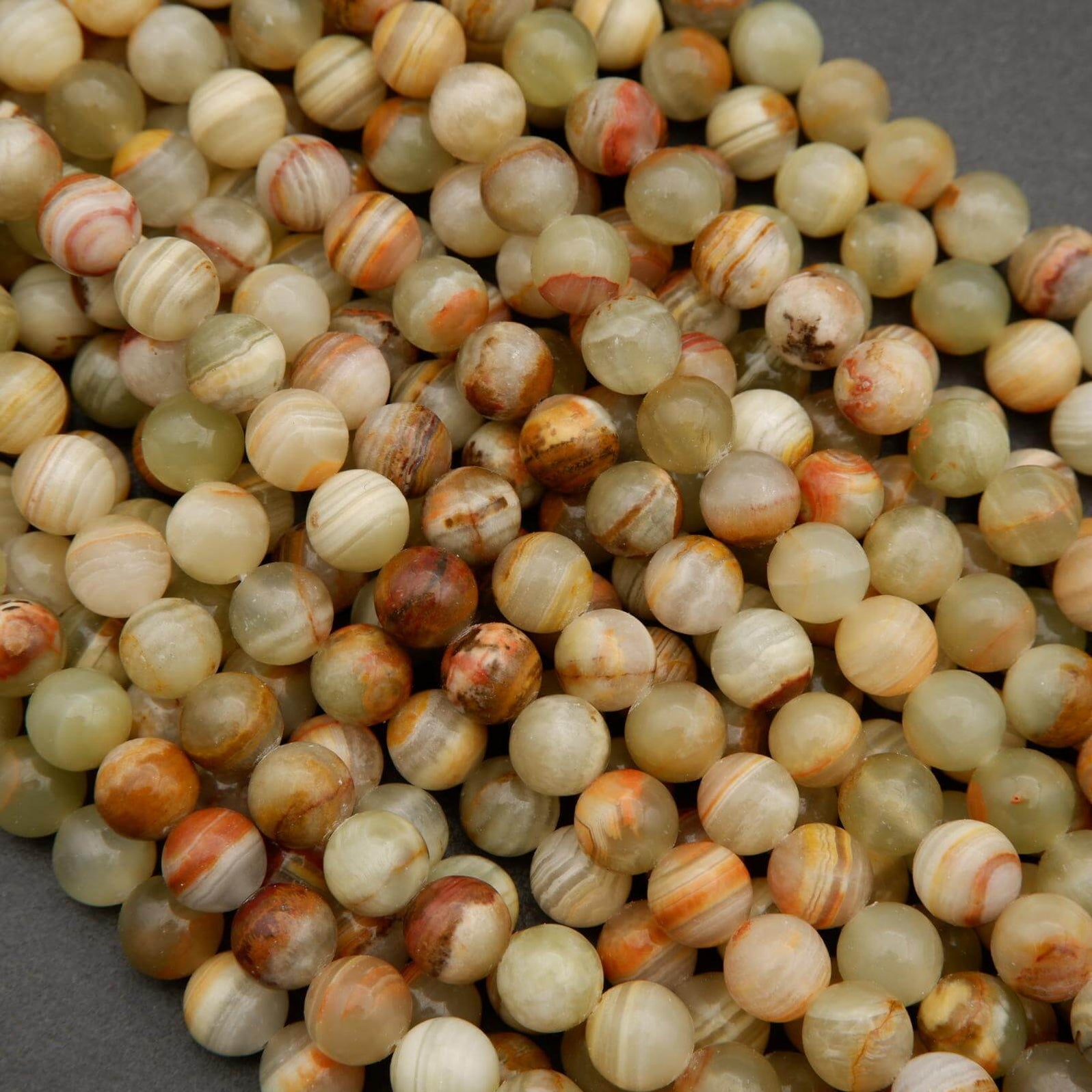 Green Banded Calcite A · Smooth · Round · 8mm– Tejas Beads