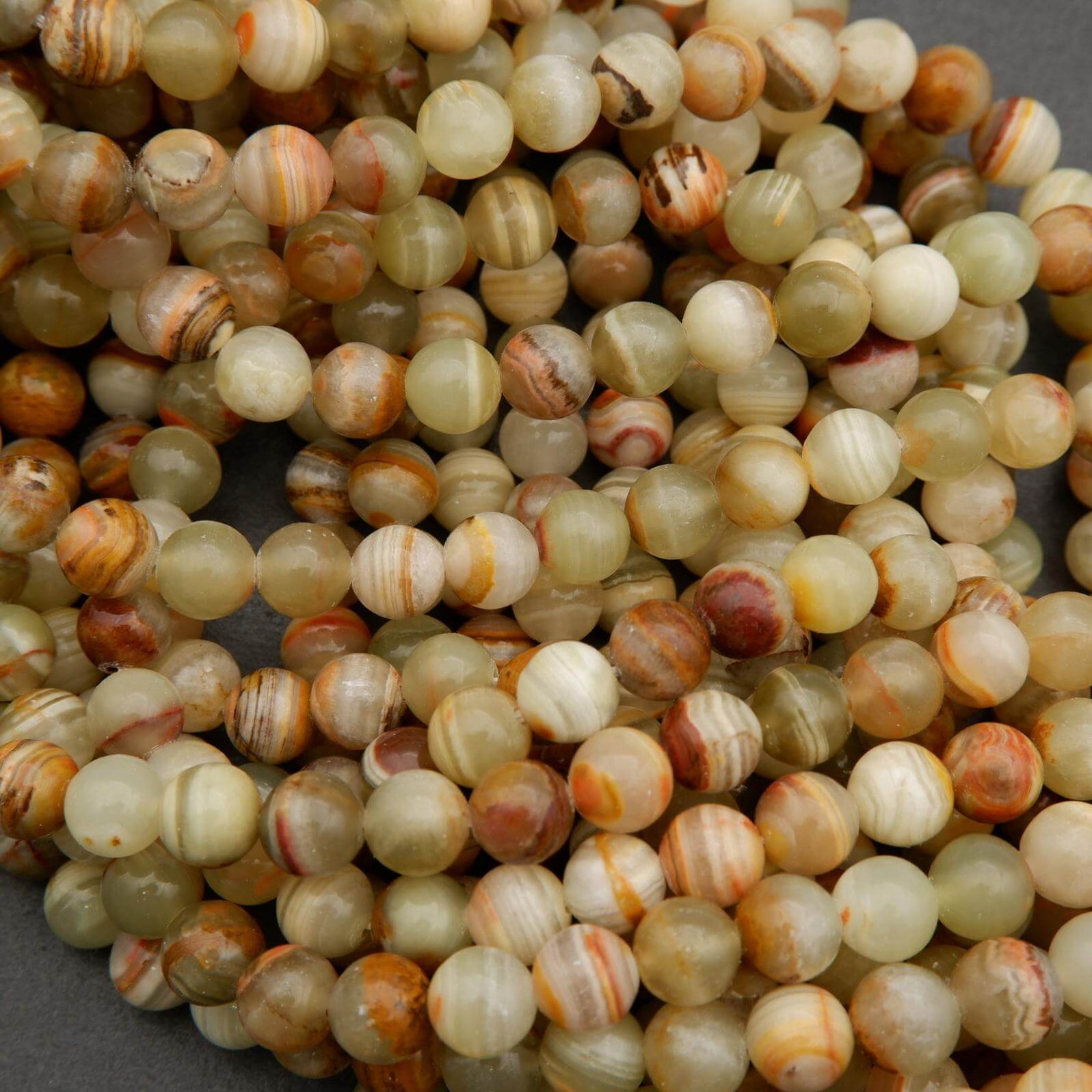 Green Banded Calcite A · Smooth · Round · 8mm– Tejas Beads