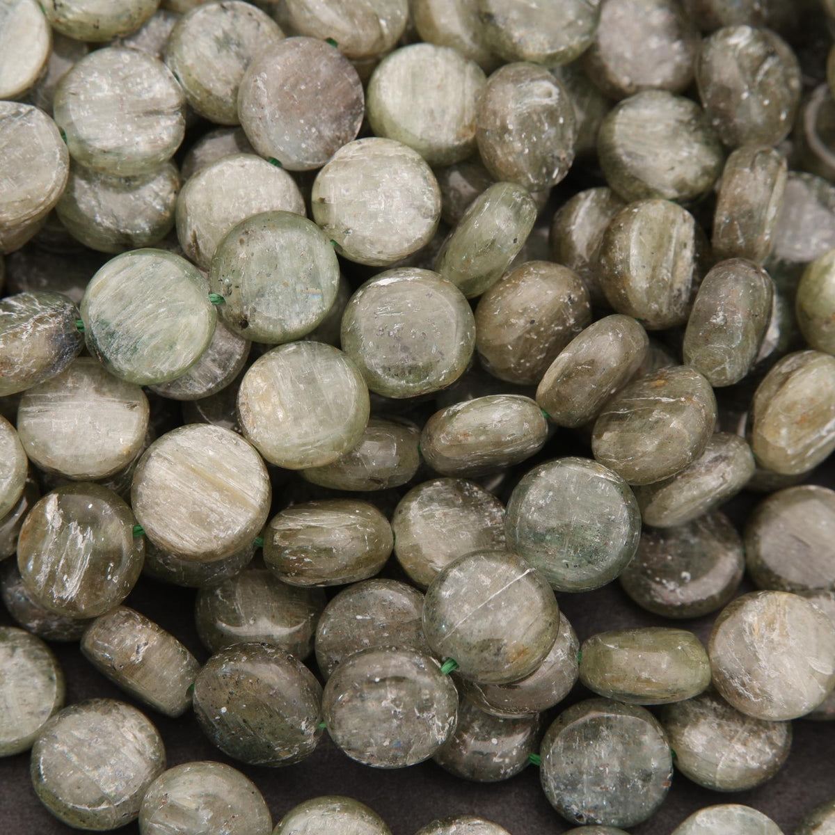 Green Kyanite · Smooth · Coin · 10mm– Tejas Beads