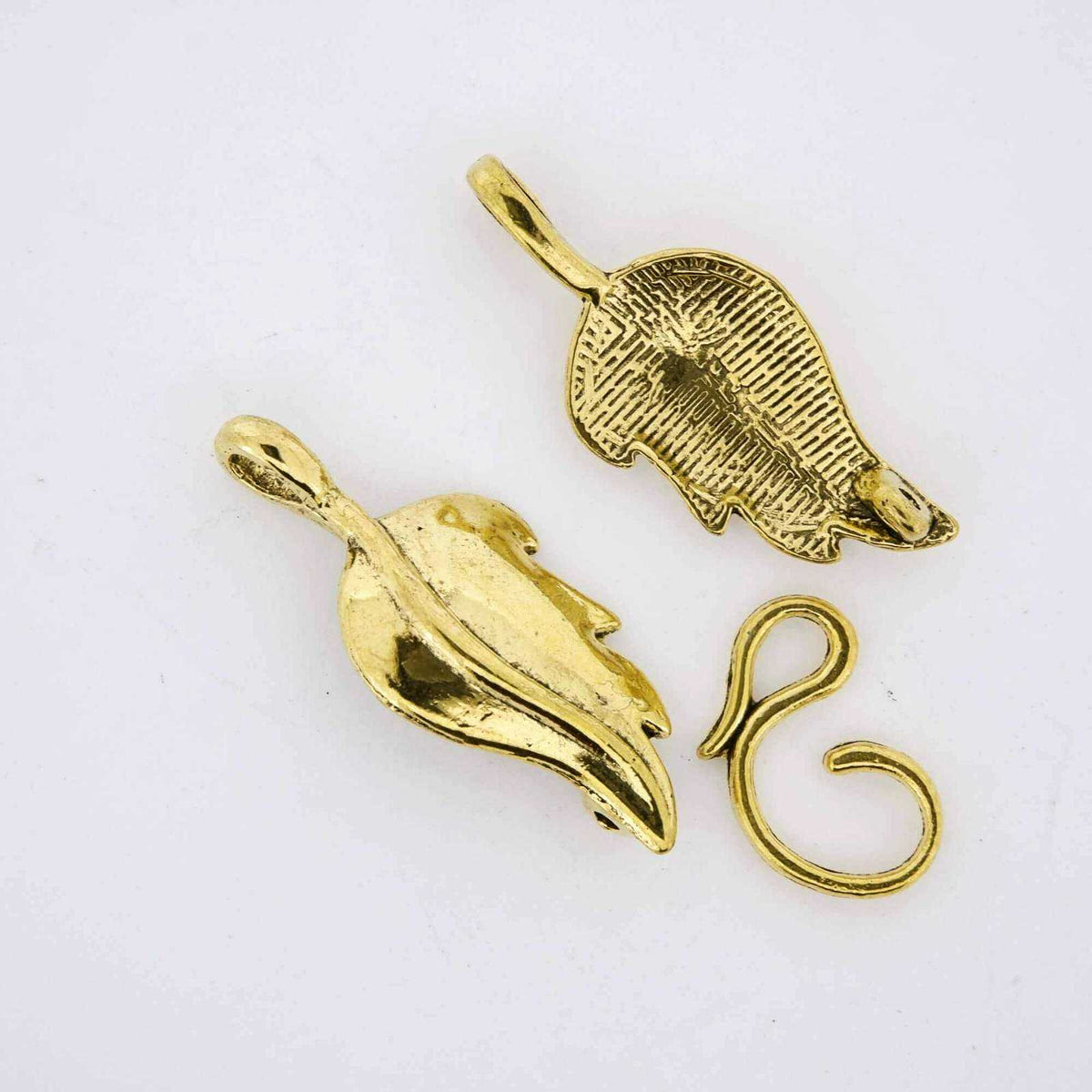 Leaf Hook Clasp · Antique Gold Plated Finding · 15 sets | Finding ...