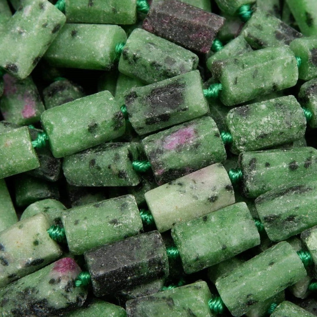 Ruby Zoisite · Matte · Freeform Tube · 7mm | Bead | Tejas Beads