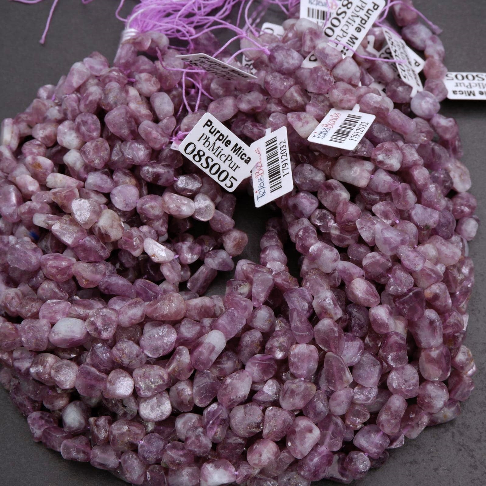 Purple Mica · Smooth · Pebble Nuggets · 8mm– Tejas Beads