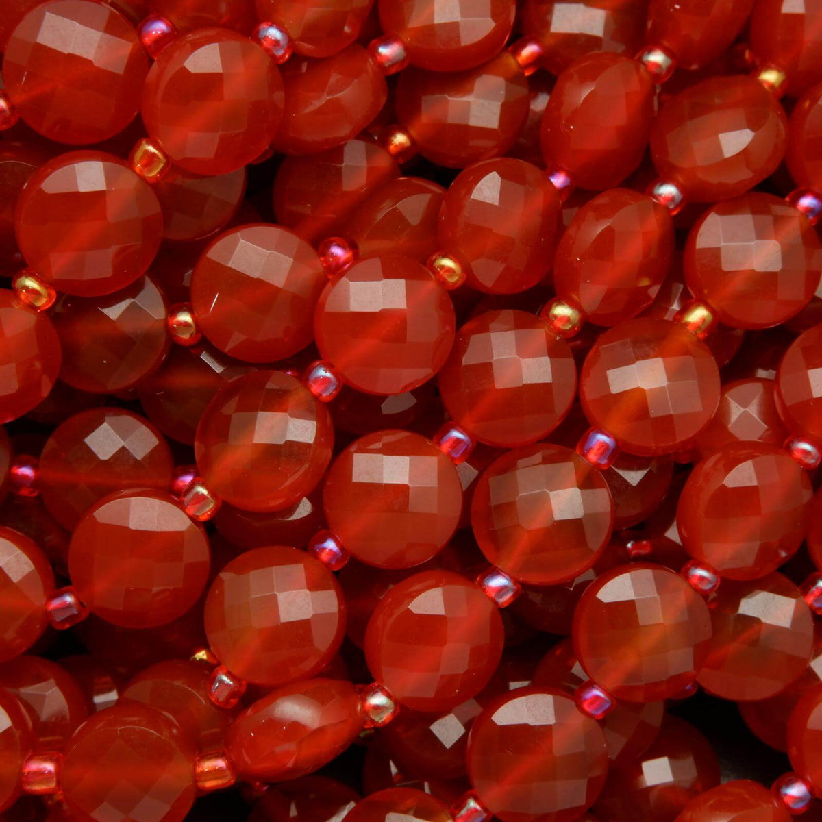 Red Carnelian Agate (alt) · Faceted · Coin · 10mm | Bead | Tejas Beads