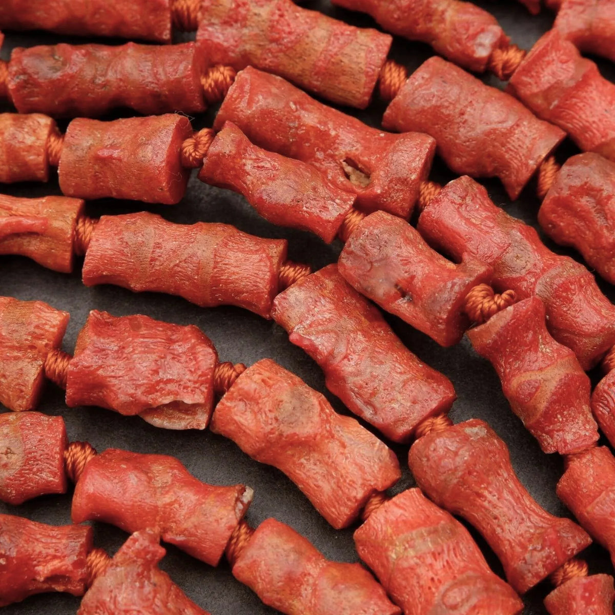 Red Sponge Coral (alt) · Raw · Freeform Tube · 9mm | Beads | Tejas Beads