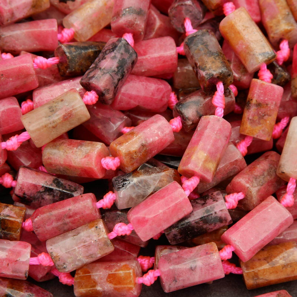 Madagascar Rhodonite · Smooth · Freeform Tube · 8mm | Beads | Tejas Beads