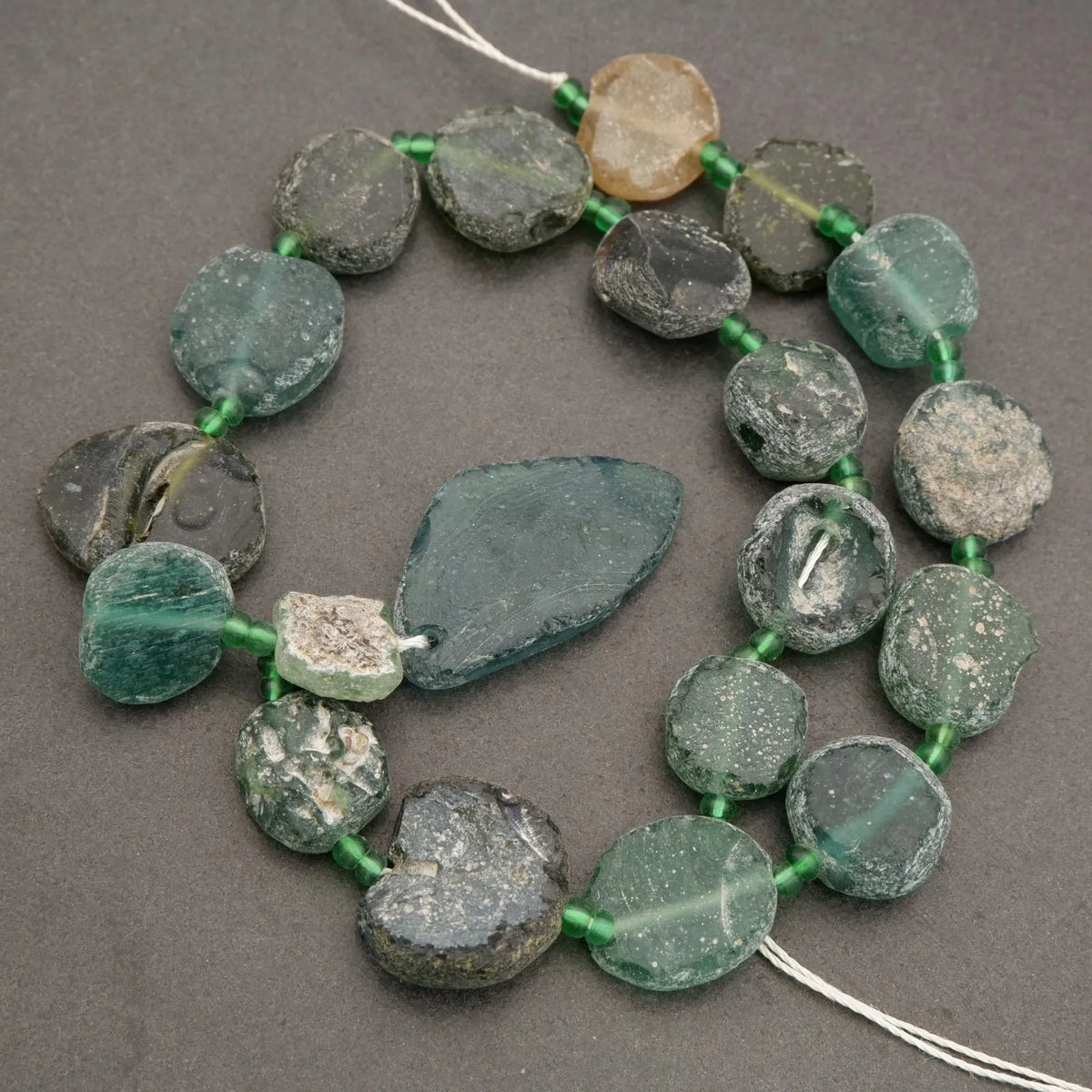 Roman Glass · Matte · Coin · Graduated 13mm to 19mm | Beads | Tejas Beads