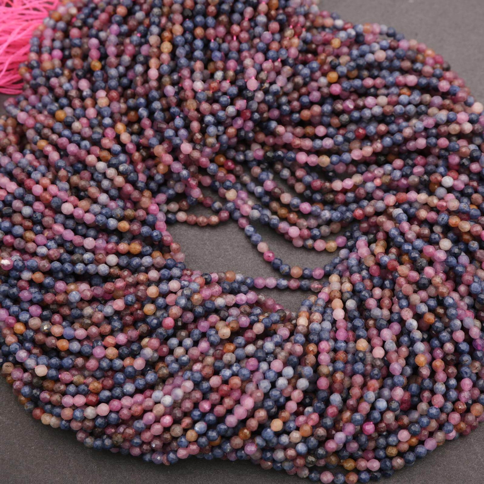 Ruby & Sapphire · Microfaceted · Round · 2.5mm– Tejas Beads