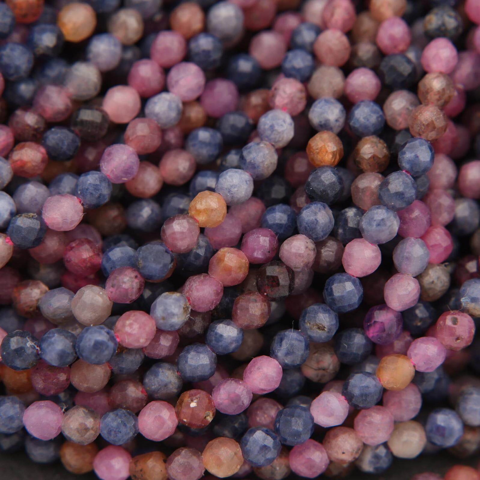 Ruby & Sapphire · Microfaceted · Round · 2.5mm– Tejas Beads