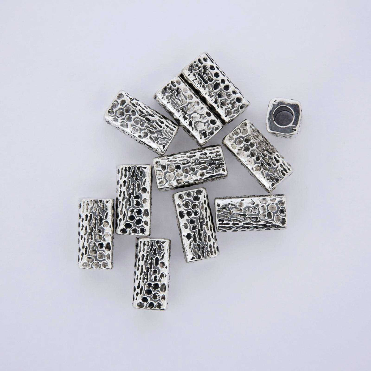 Spotted Rectangle Tube · Antique Silver Plated Finding · 5.5mm · 28pcs ...