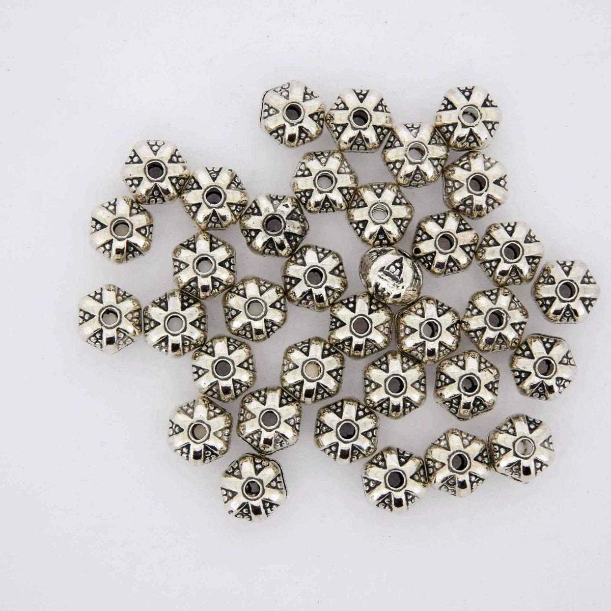Bead · Antique Silver Plated Finding · 6mm · 60pcs | Finding | Tejas Beads