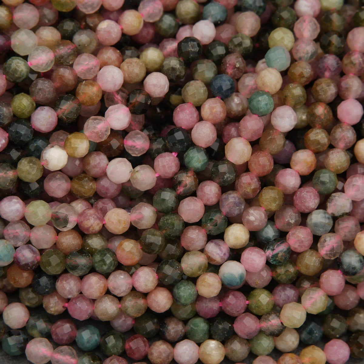 Watermelon Tourmaline · Microfaceted · Round · 4mm– Tejas Beads