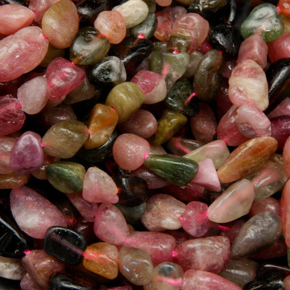 Watermelon Tourmaline · Smooth · Pebble Chips · 6mm | Bead | Tejas Beads