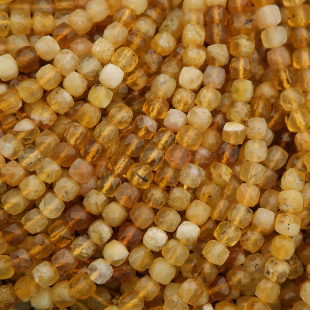 Yellow Opal · Microfaceted · Cube · 4mm– Tejas Beads
