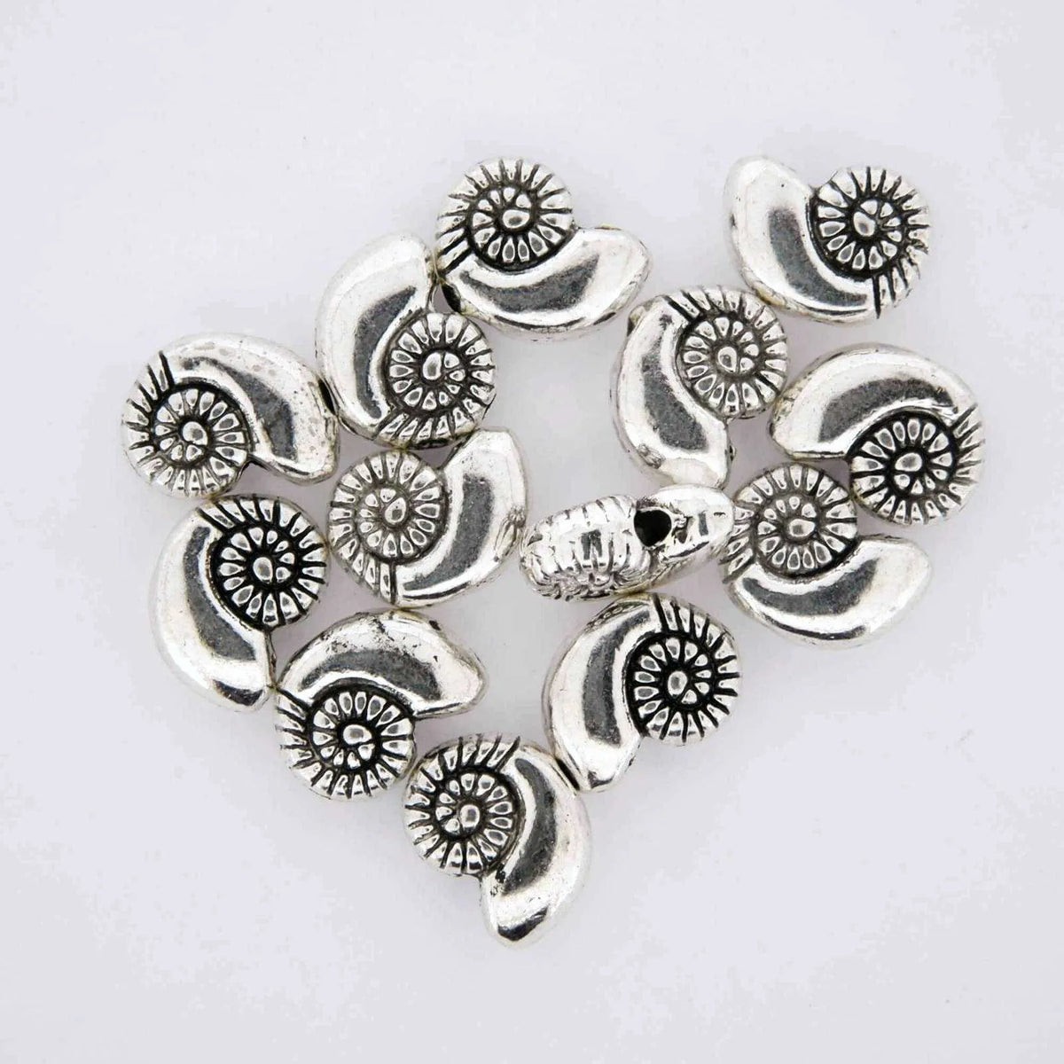 Ammonite Bead · Antique Silver Plated Finding · 10mm · 20pcs | Finding ...
