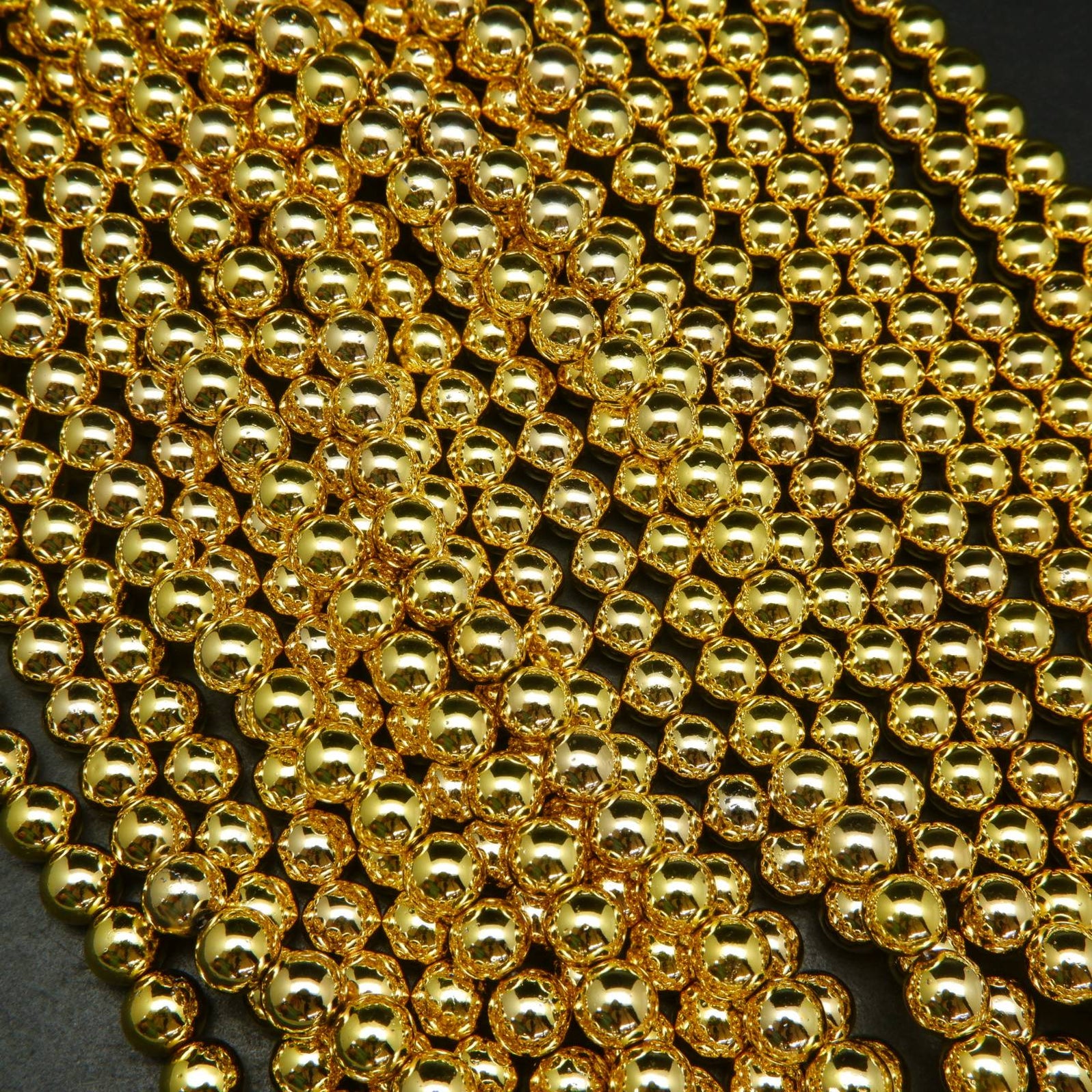 Bright Gold Hematite Beads | Electroplated Hematite– Tejas Beads