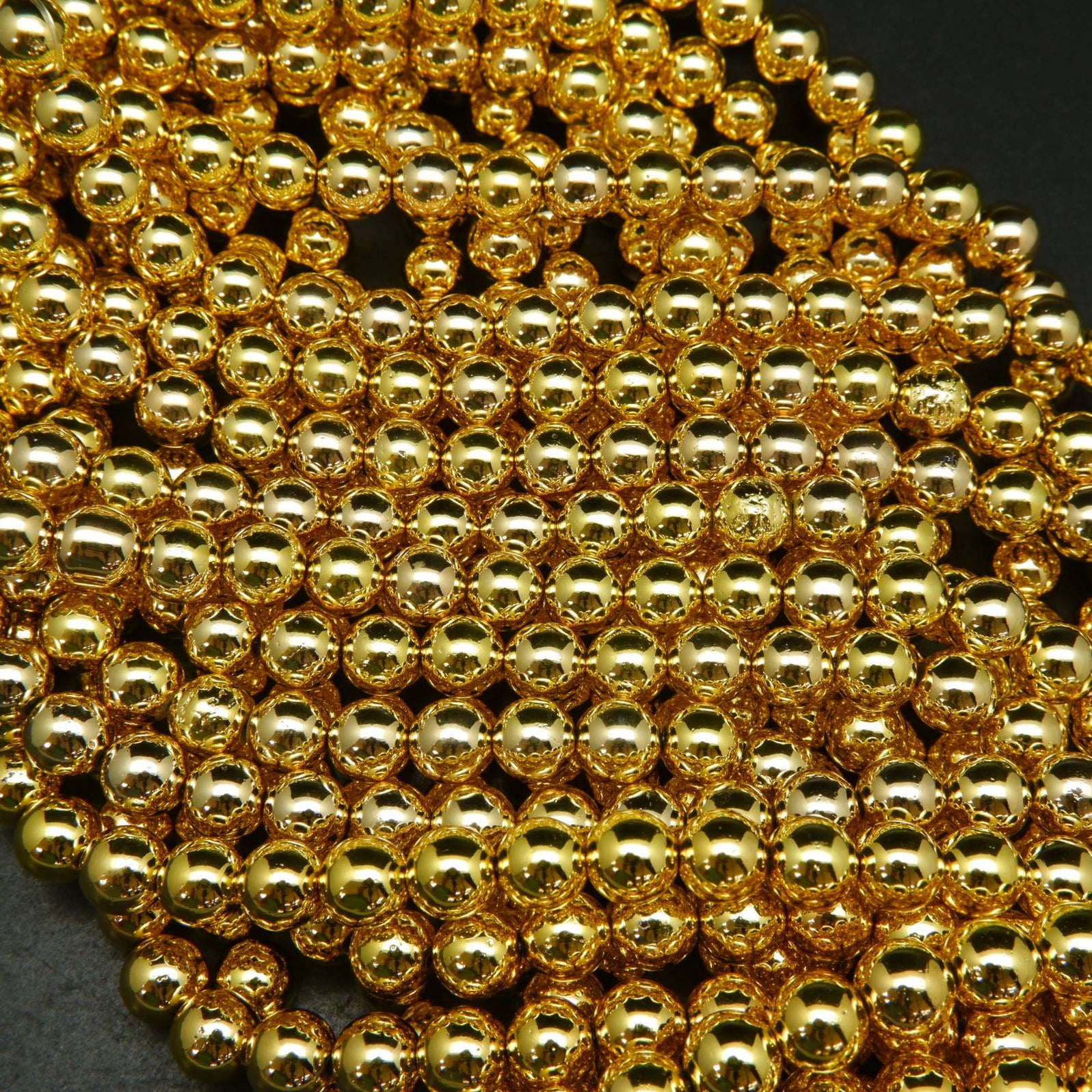Bright Gold Hematite Beads | Electroplated Hematite– Tejas Beads