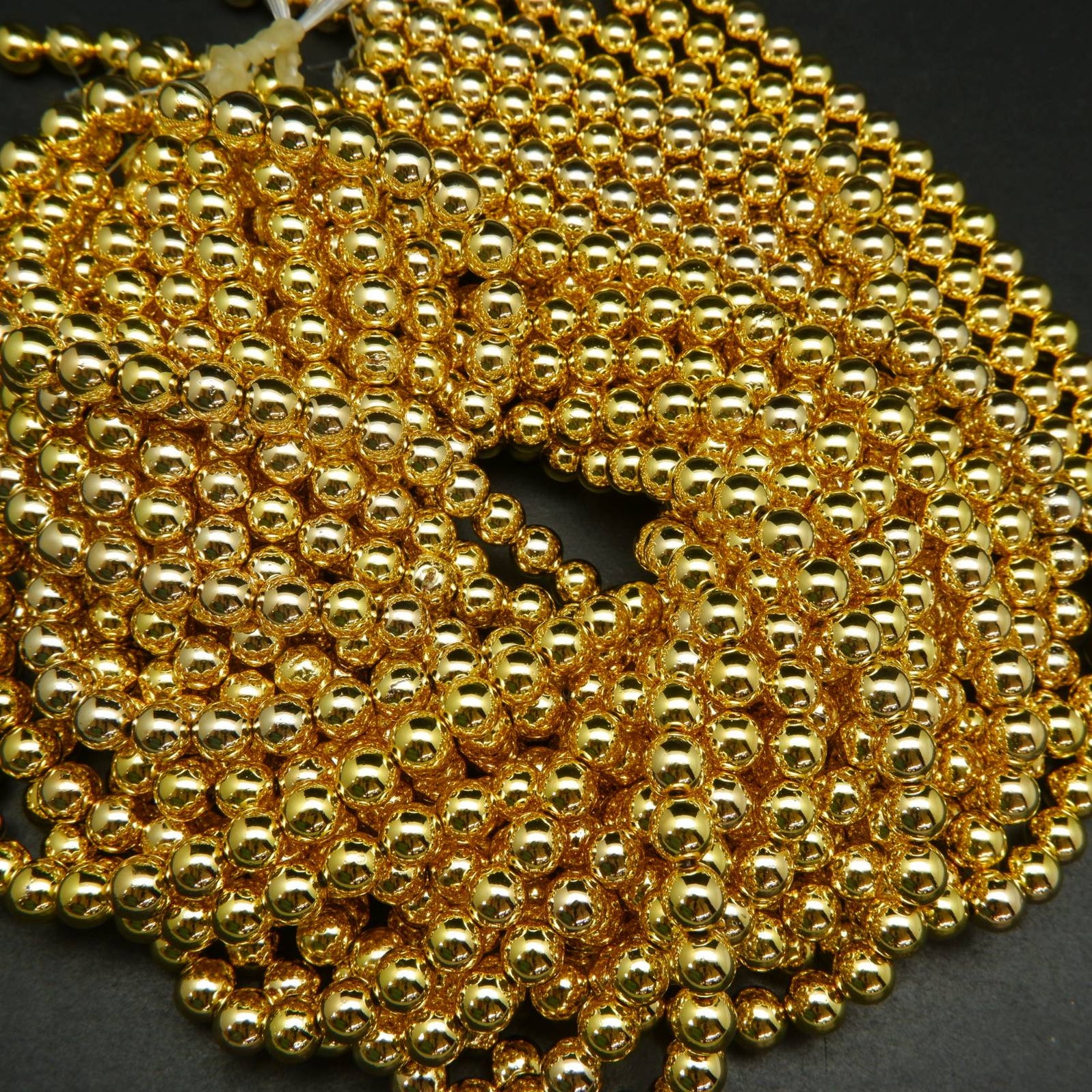Bright Gold Hematite Beads | Electroplated Hematite– Tejas Beads
