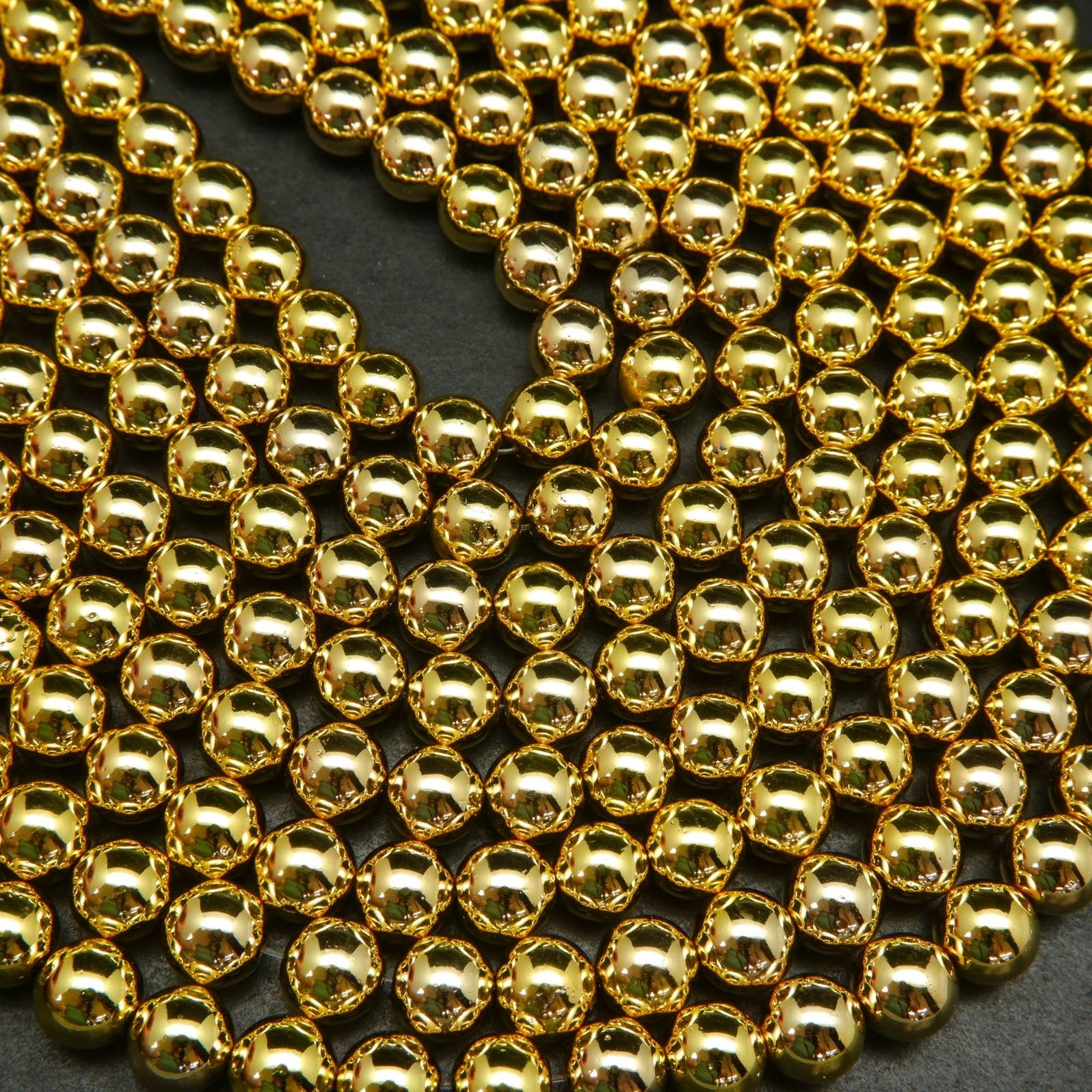 Bright Gold Hematite Beads | Electroplated Hematite– Tejas Beads