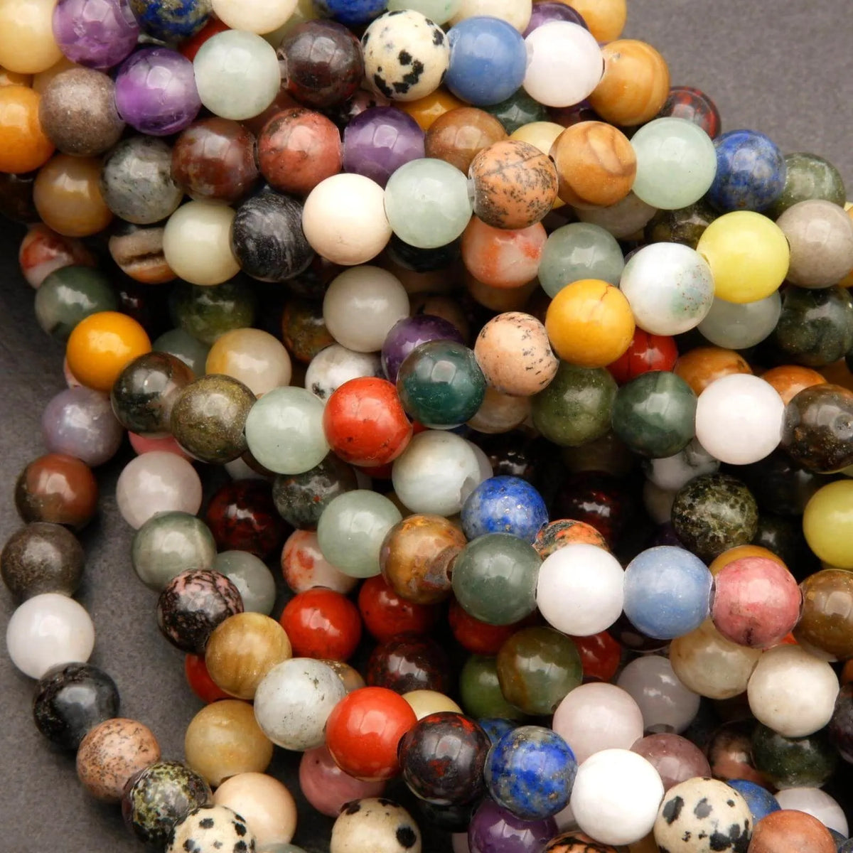 Mixed Gemstones · Smooth · Round · 6mm, 8mm, 10mm · Large Hole · 1/2 ...
