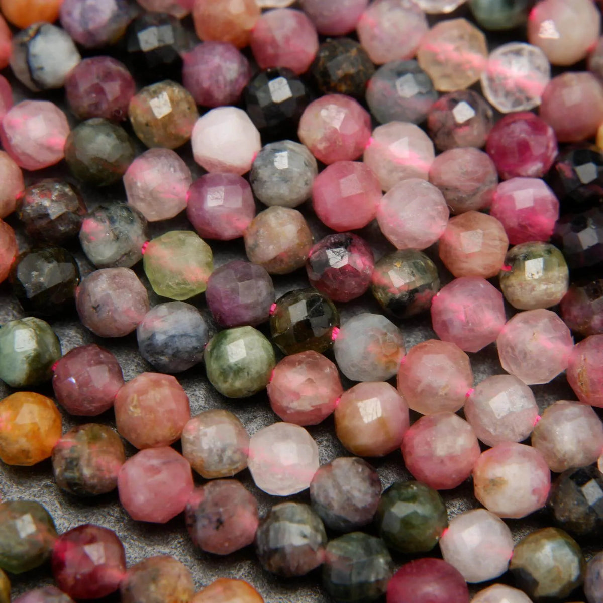 Watermelon Tourmaline · Microfaceted · Round · 2.5mm, 3mm, 4mm | Bead ...