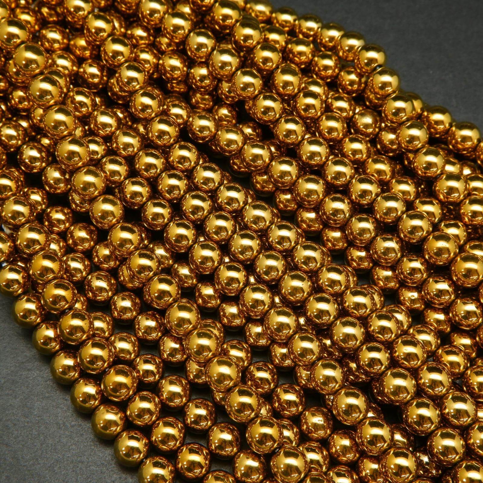 Deep Gold Hematite Beads | Electroplated Hematite– Tejas Beads