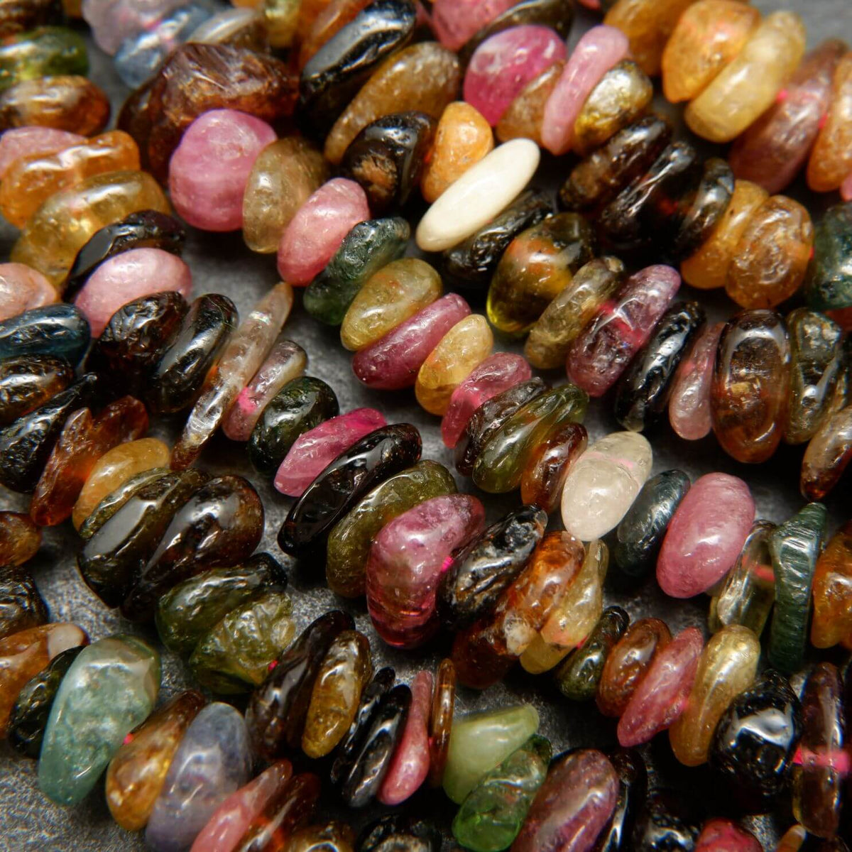 Natural Watermelon Tourmaline Beads | Smooth Freeform Chips | 7mm Size ...